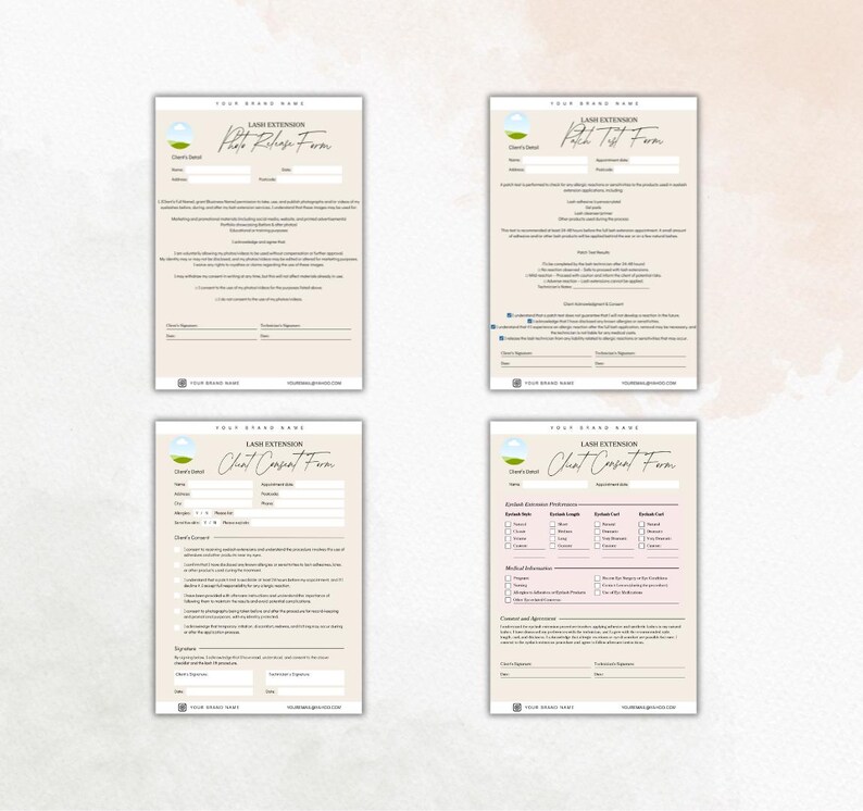 Lash Tech Client Consent Form Template Bundle, Editable Canva ...