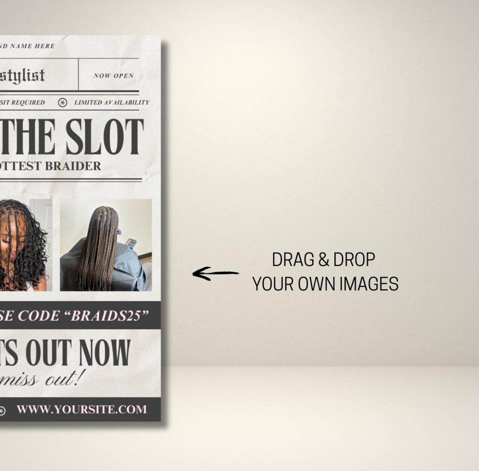 Hairstylist Newspaper Styler Flyer Template | Instagram Beauty Business ...