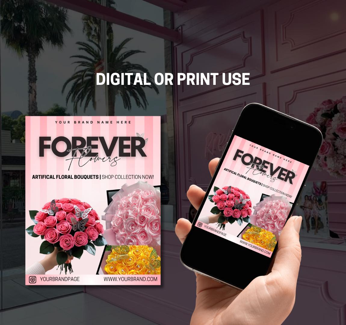 Editable Florist Flyer Canva Template | Artificial Flowers Flyer ...
