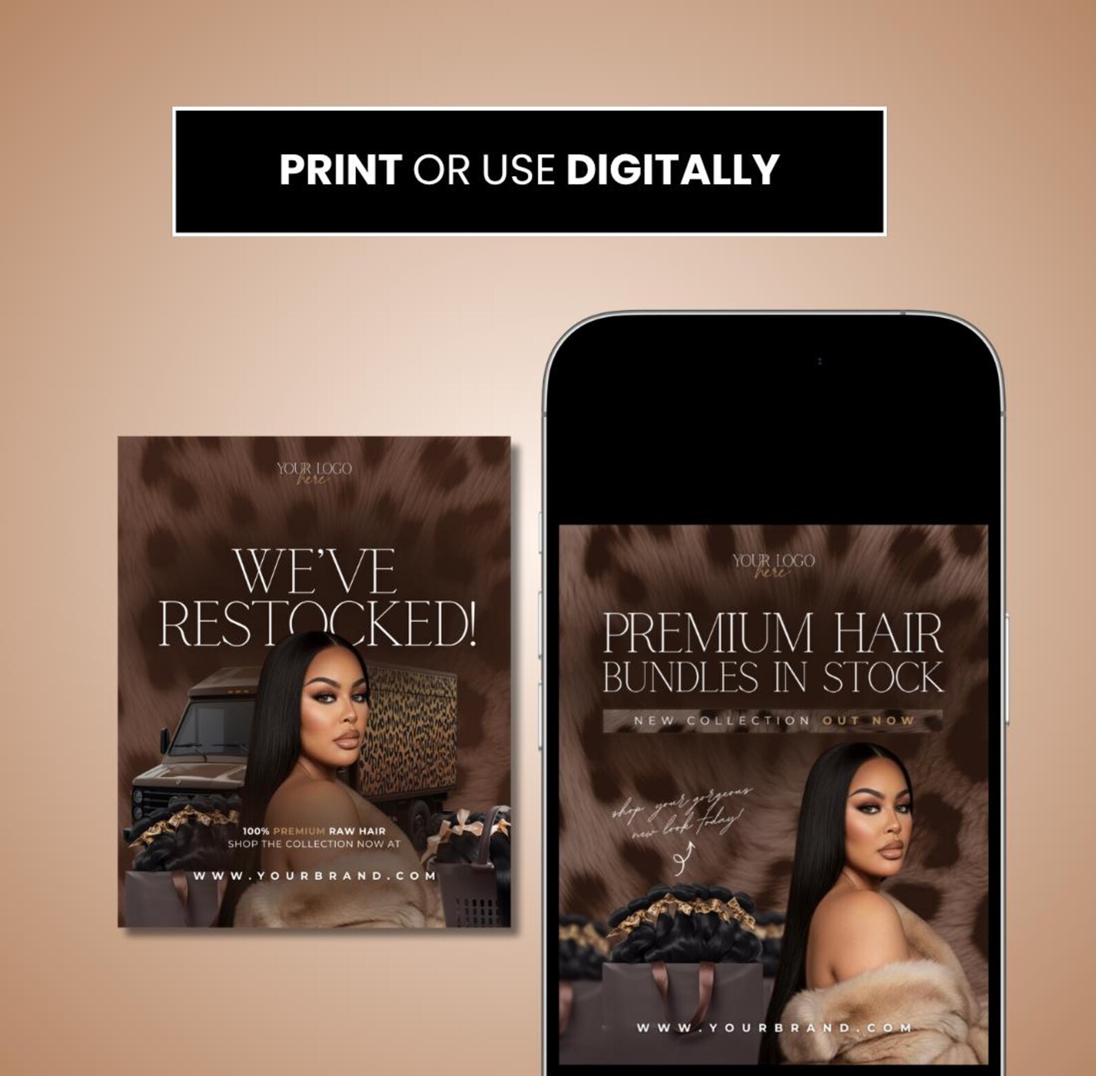 Editable Hair Vendor Flyer Template Bundle | Set of 4 Canva Flyers Hair ...