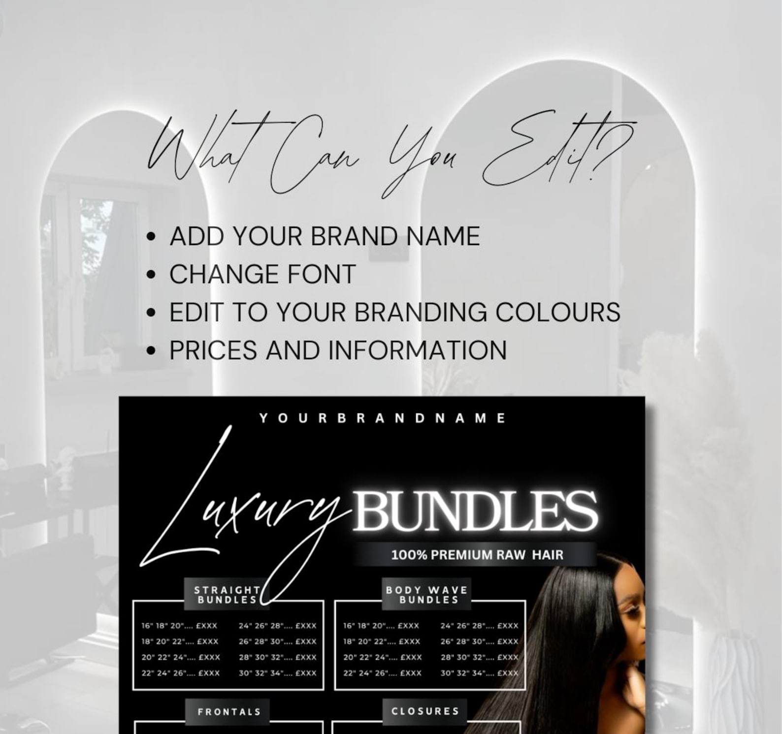 Hair Bundles Price List Flyer Template | Editable in Canva | Printable ...