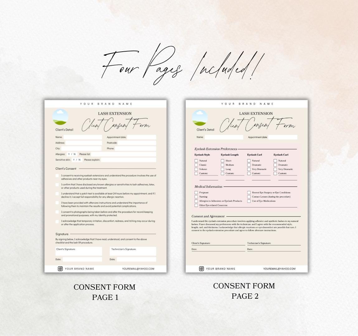 Lash Tech Client Consent Form Template Bundle, Editable Canva ...