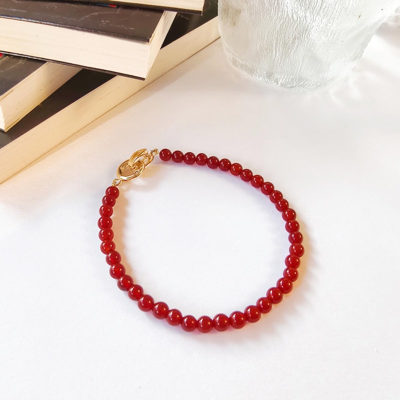 Red Beaded Bracelet - Etsy