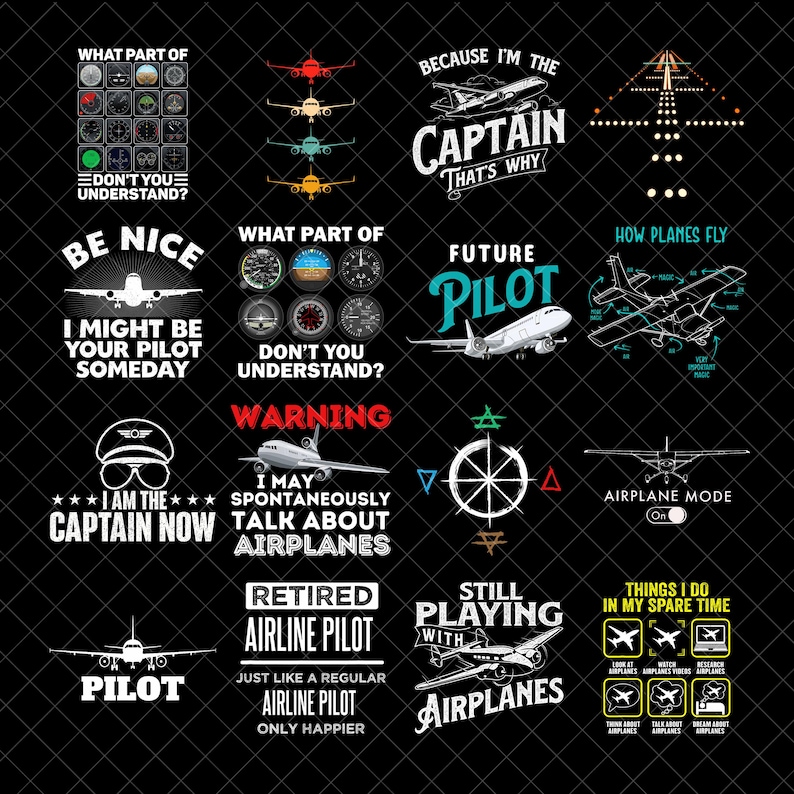 Pilot Designs Png, Pilot Bundle Png, Airplane Pilot Tshirt Png, Funny ...