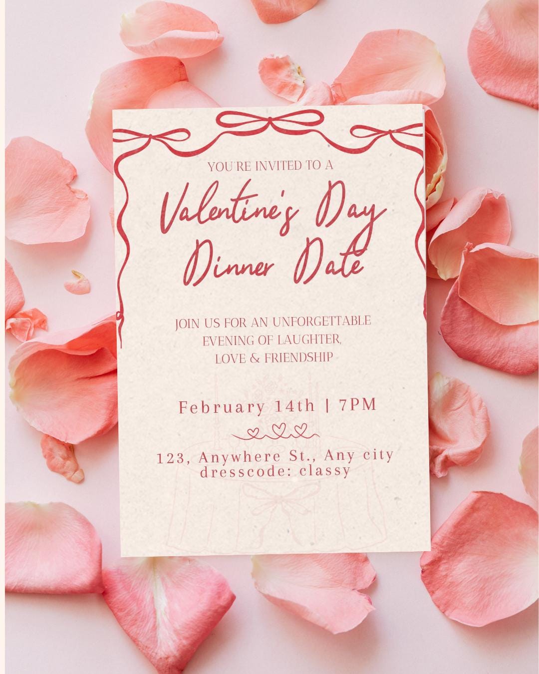 Valentine's Day Dinner Date Invitation Template - Invite - Invitation ...