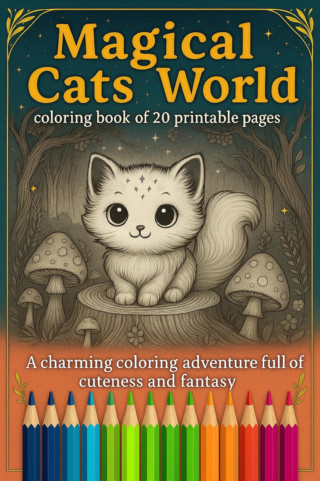 Printable Magical Cat Coloring Book - 20 Pages - Easy Download & Print ...