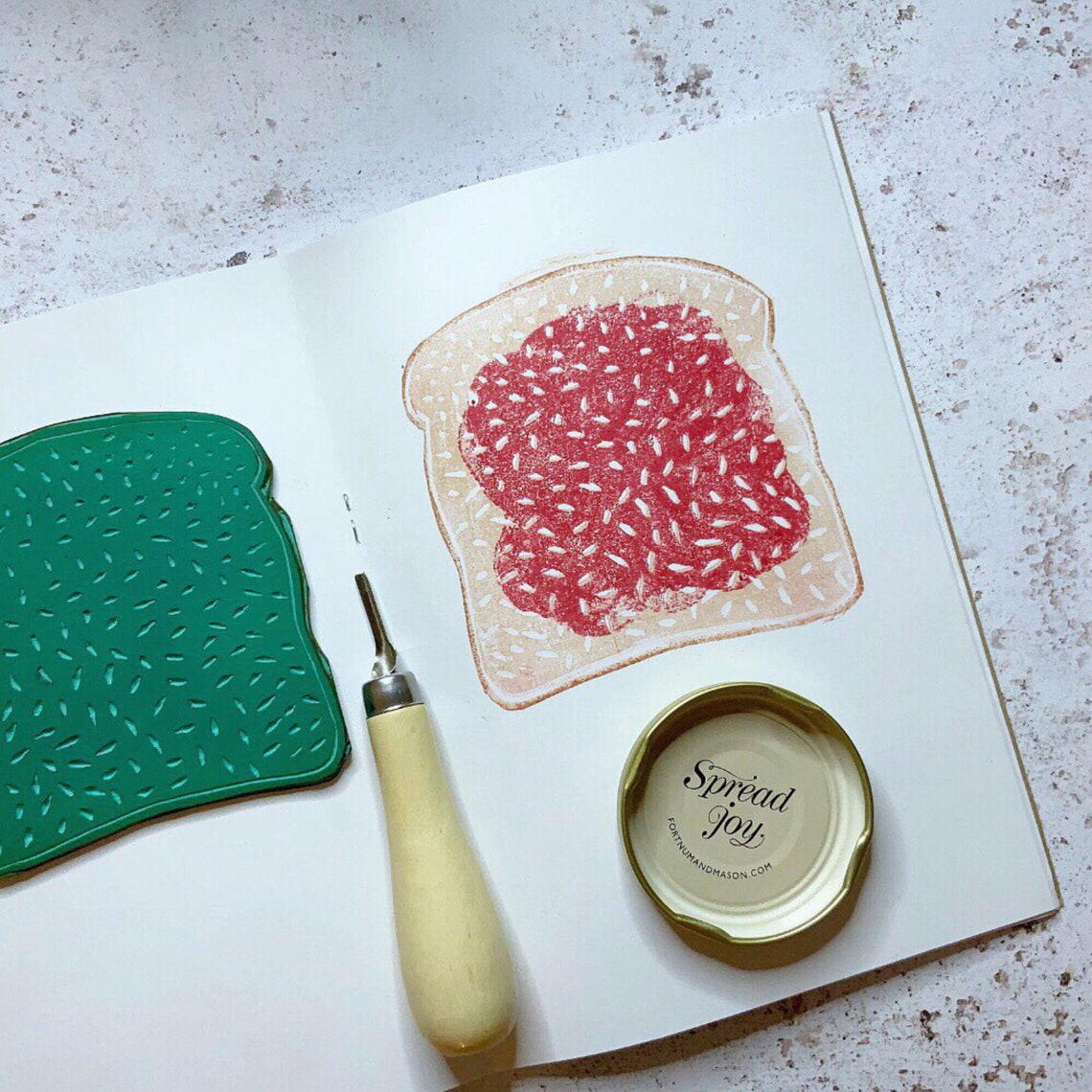 Raspberry Jam Art Print: Humorous Toast Linocut Design (A4 Digital ...
