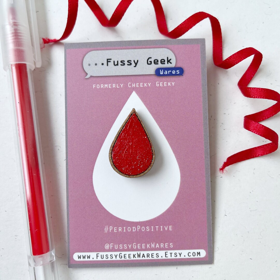 Blood Drop Pin Wooden Shark Week Period Gift, Feminist Pin, Laser Cut ...