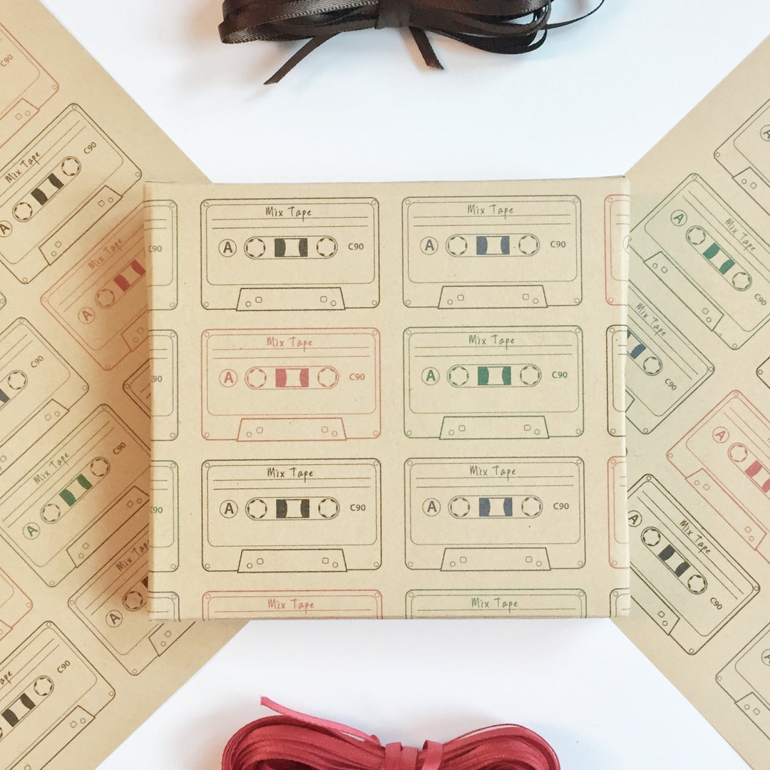Cassette Tape Gift Wrap: A4 Recycled Kraft Paper, Music Lover (set of 3 ...