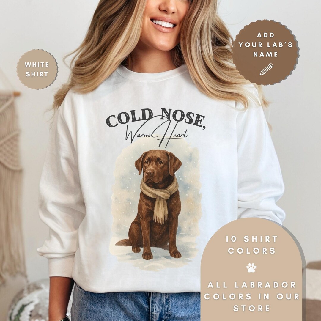 Personalized Chocolate Labrador Winter Sweatshirt, Watercolor Comfort ...