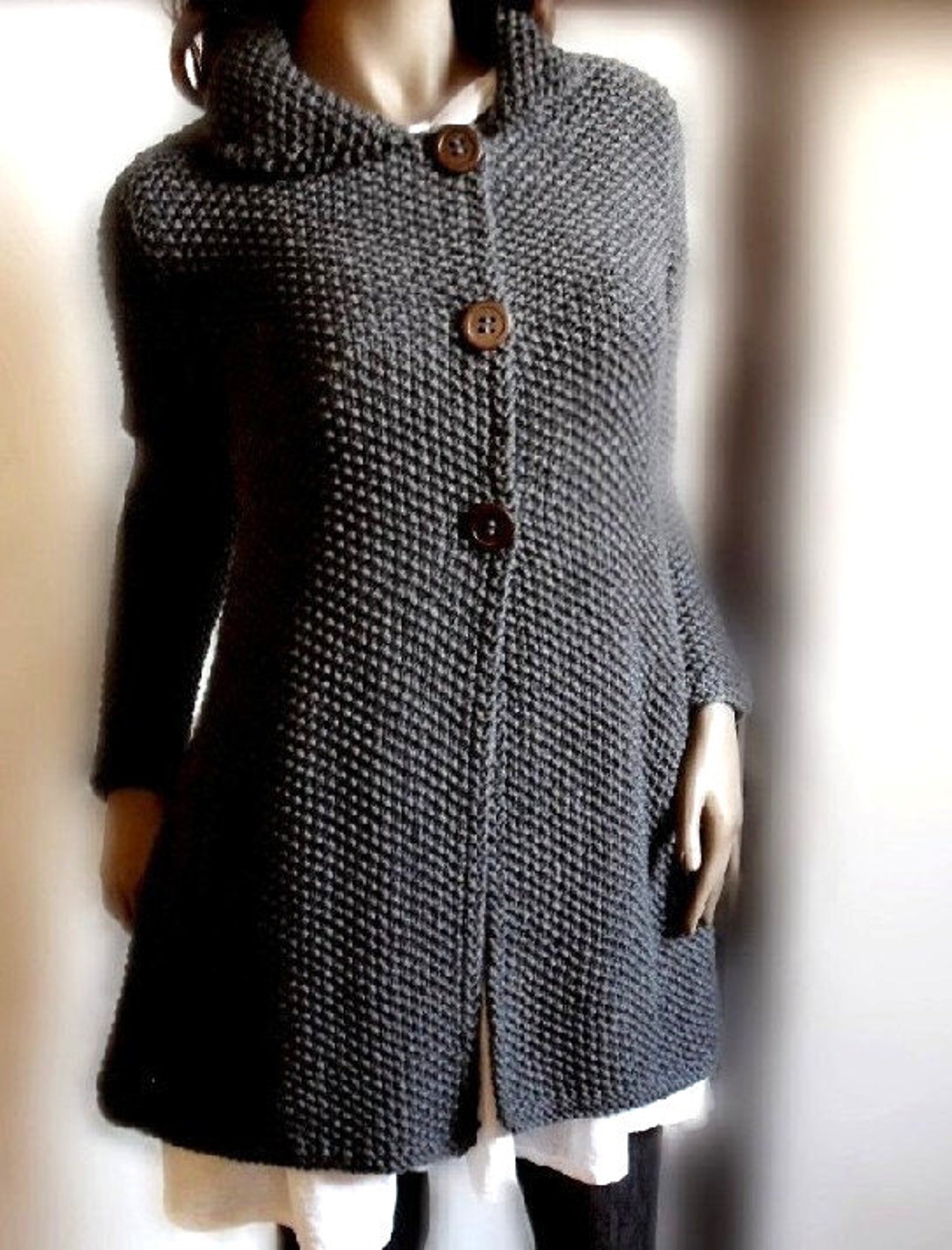 Women's Hand Knit Sweater Knit Coat Merino Wool Cardigan - Etsy
