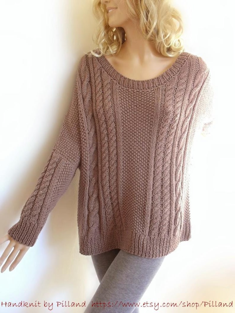 Hand Knit Sweater Bat Sleeves Open Neckline Tunic Sweater - Etsy