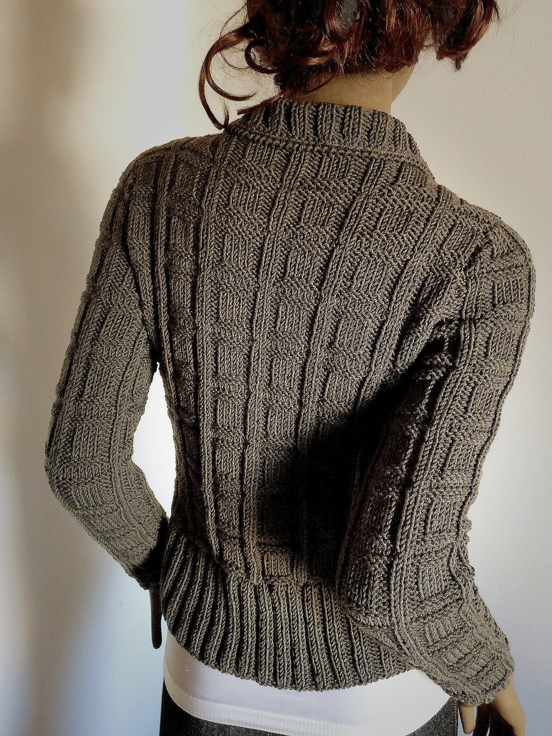 Hand Knitted Wool Cardigan: Women's Buttoned Shawl Collar Jacket - Etsy