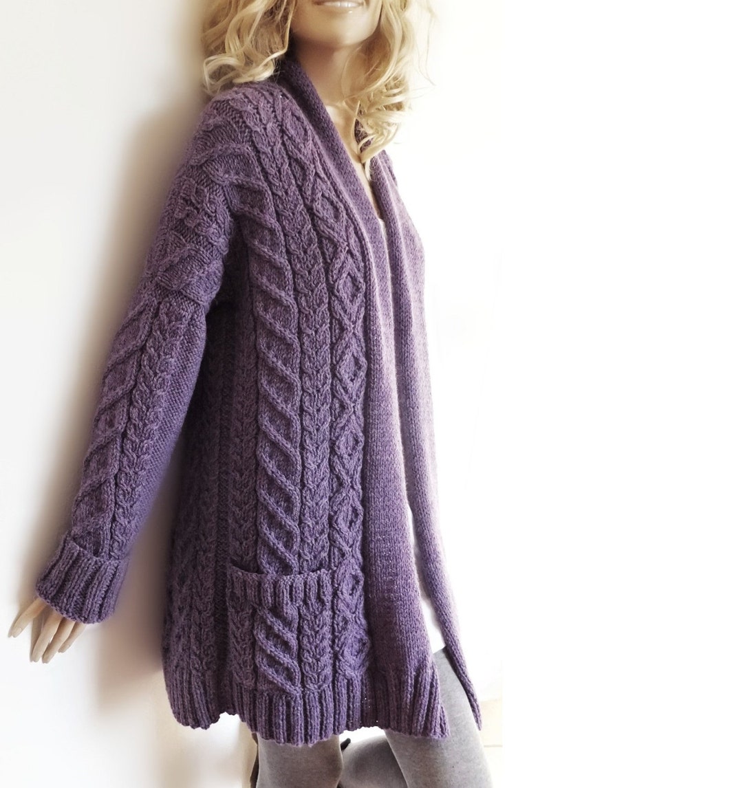 Women's Cable Knit Sweater, Knitted Alpaca and Wool Cardigan, Many ...