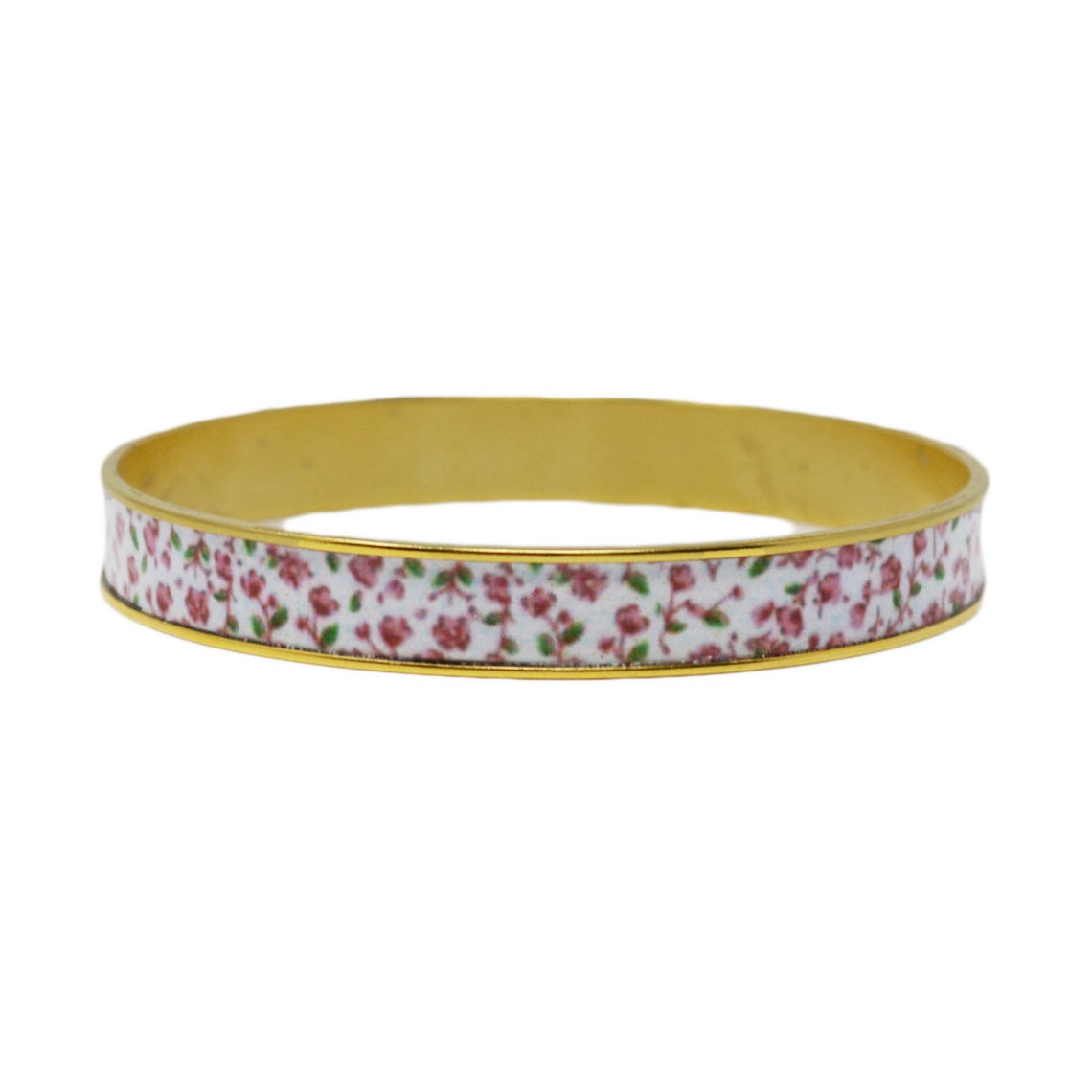 Pink Floral Bangle Bracelet - Etsy