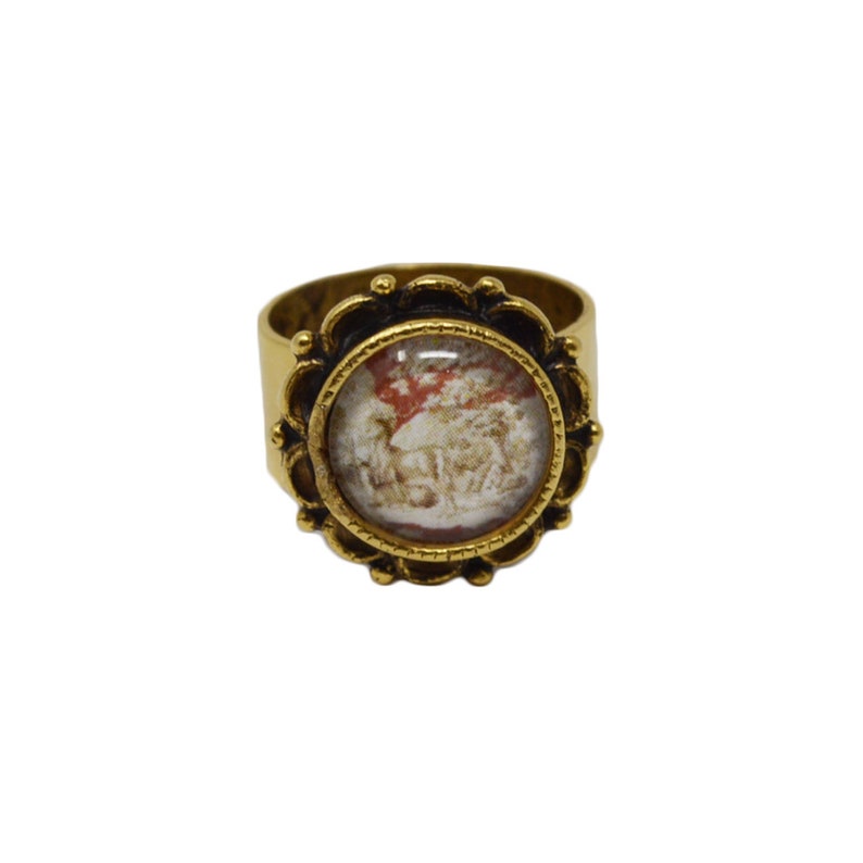 Whitetail Toile Adjustable Ornate Ring - Etsy