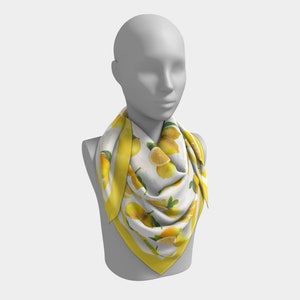Lemon Scarf Satin Square Scarf - Etsy