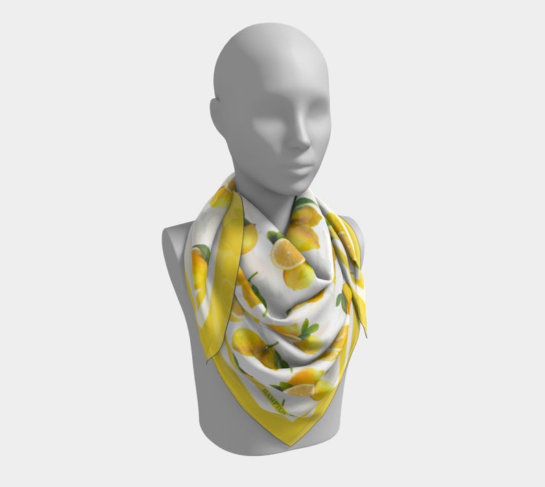 Lemon Scarf Satin Square Scarf - Etsy