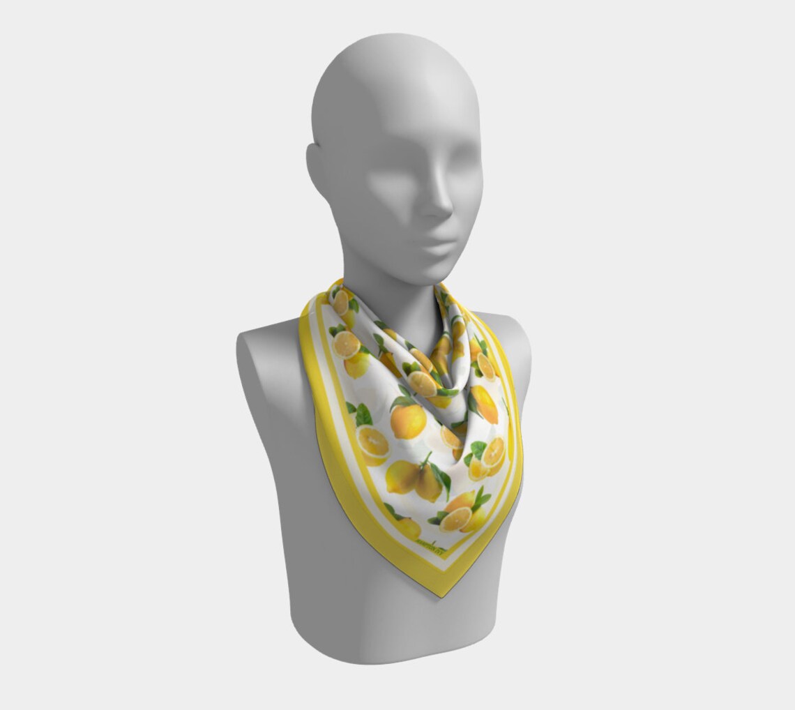 Lemon Scarf Satin Square Scarf - Etsy