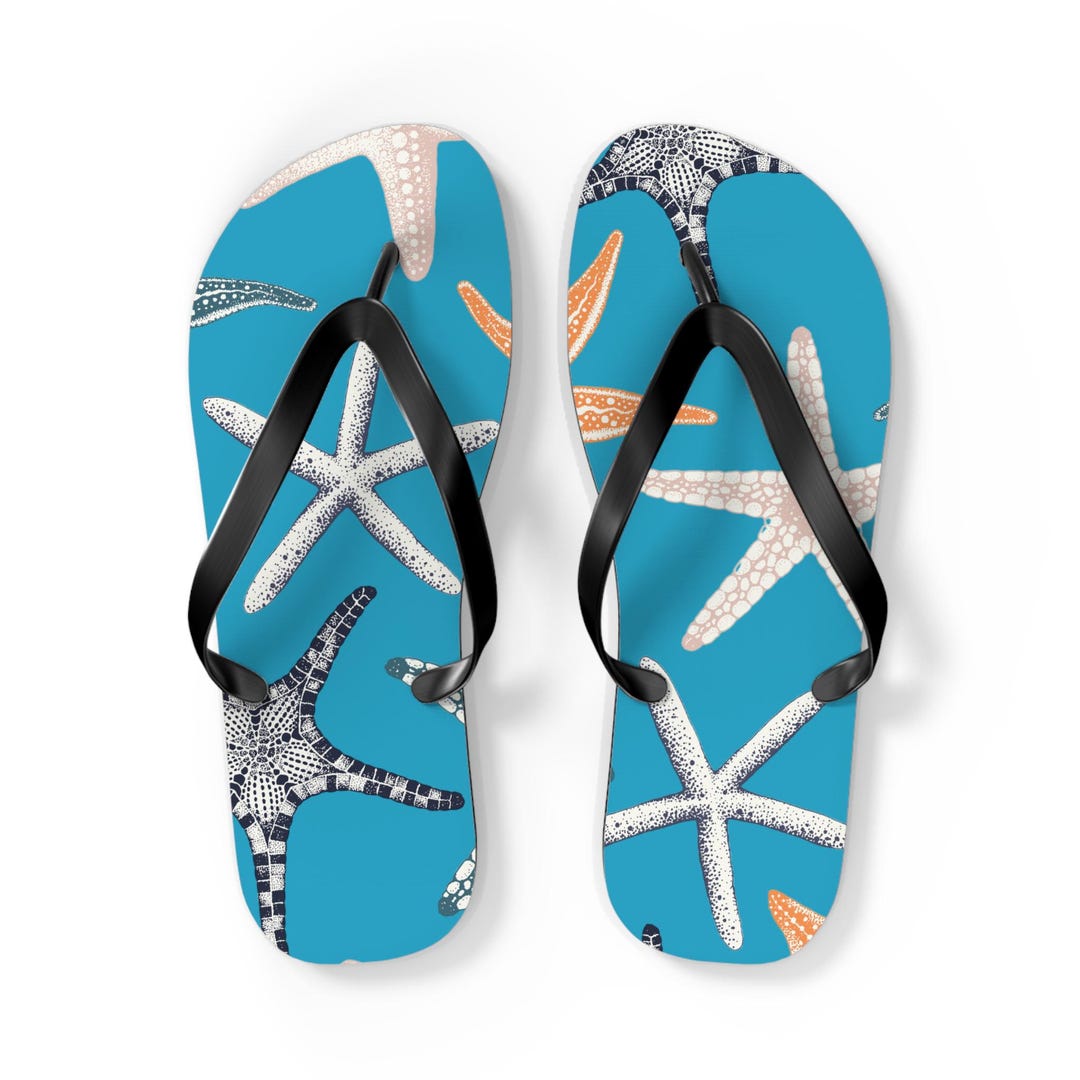 Starfish Flip Flops Beach Ready Sandals, Summer Footwear, Vacation ...