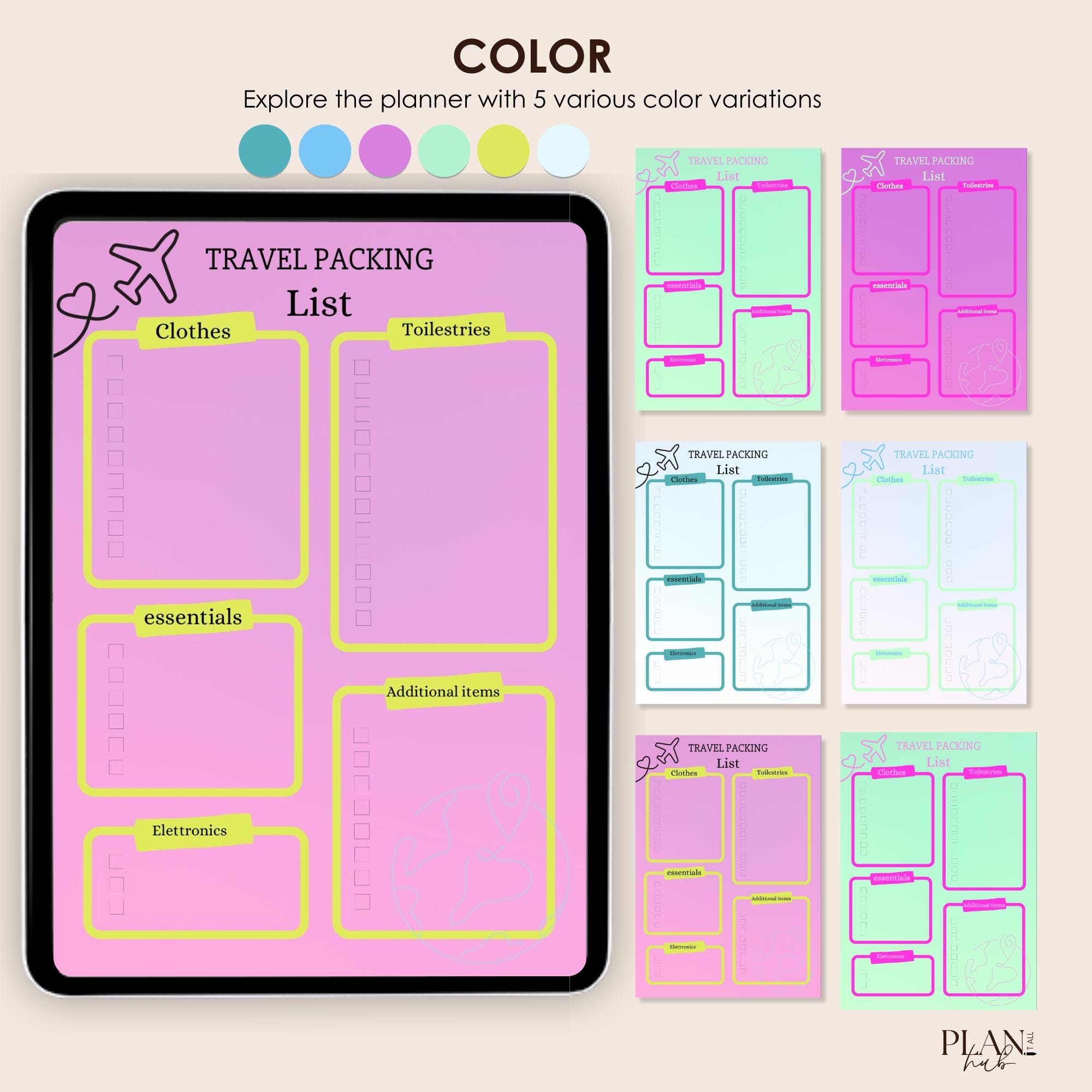 Travel Packing List, Editable Packing Template List, Cute Packing List ...