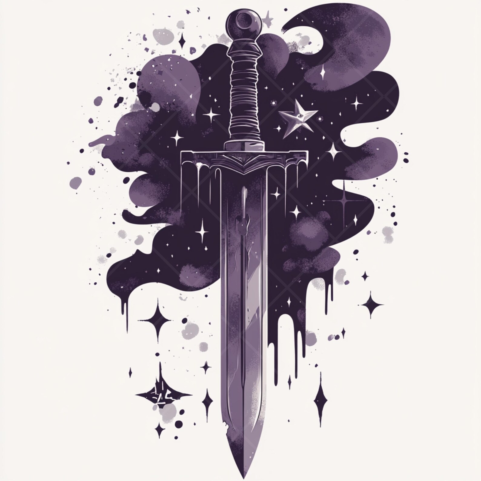 Ethereal Sword Fantasy Art - Purple Stars and Smoke Digital Download ...