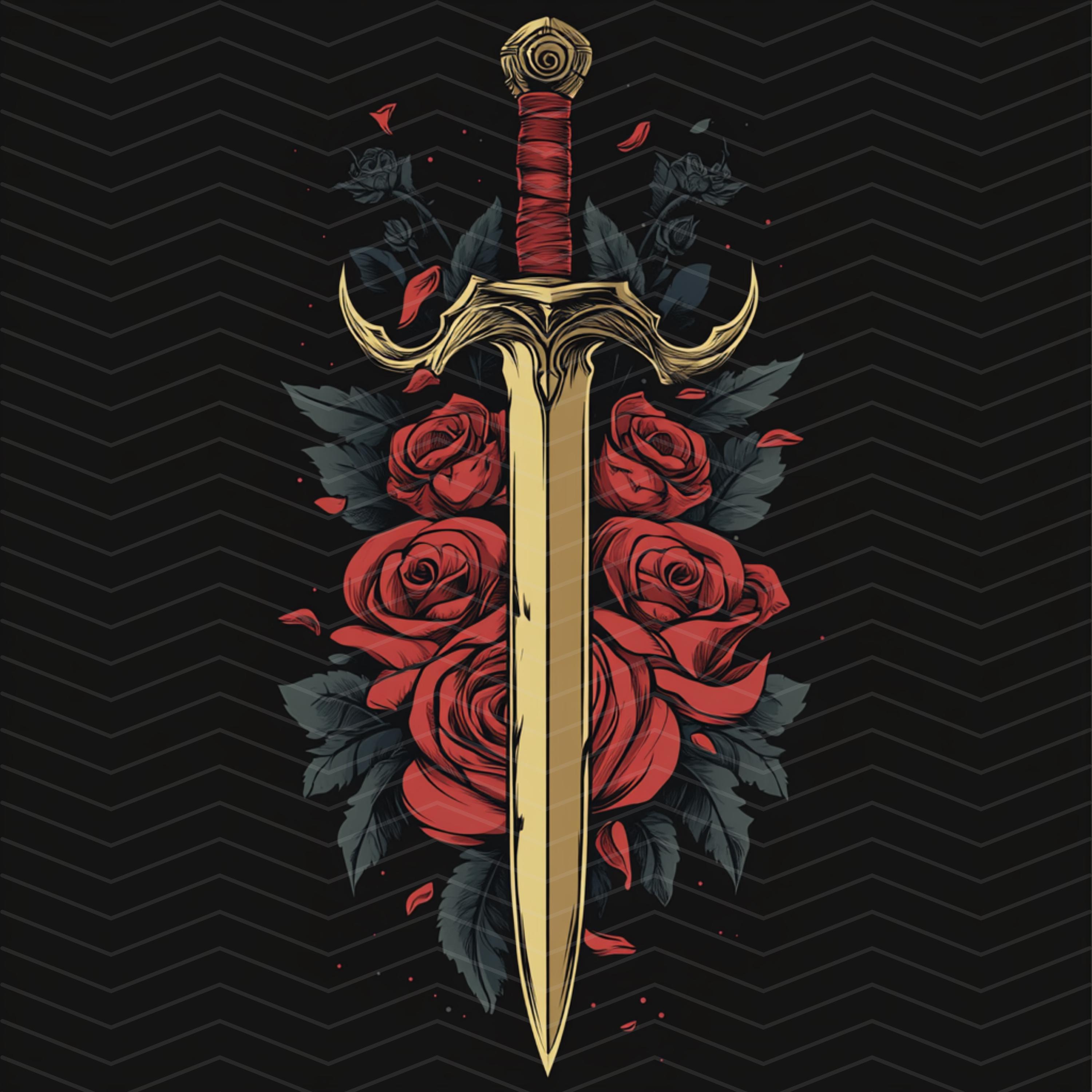 Romantasy Sword and Roses Digital Print - Fantasy Art for Romance ...