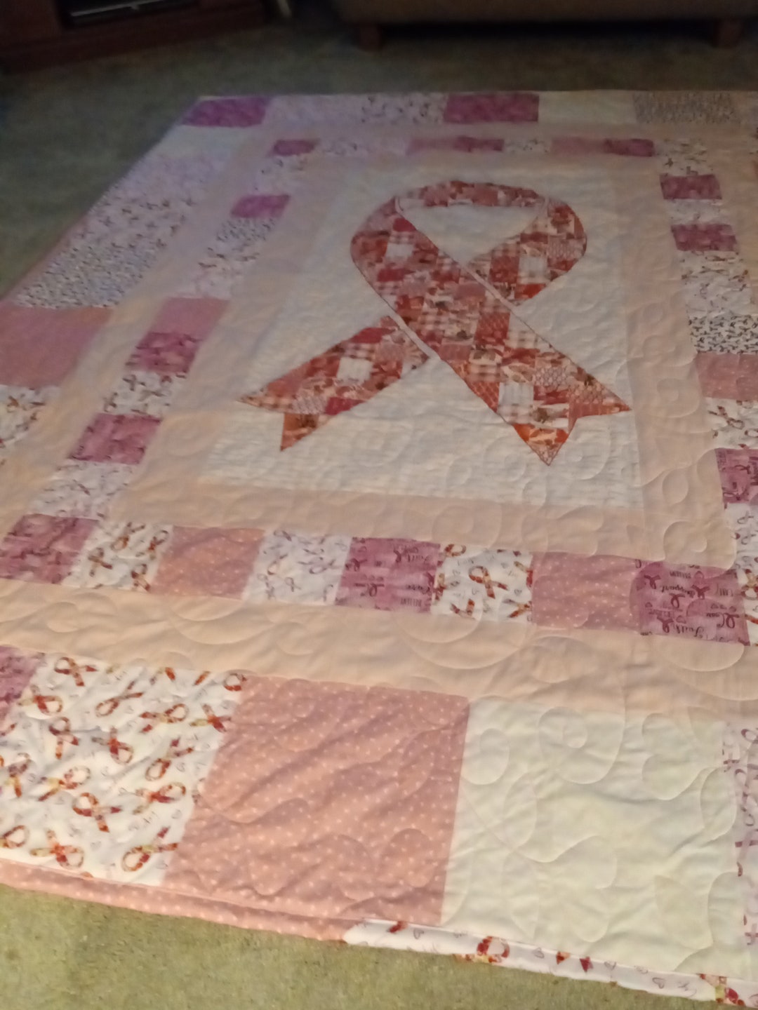 Hope,love Breast Cancer Quilt - Etsy