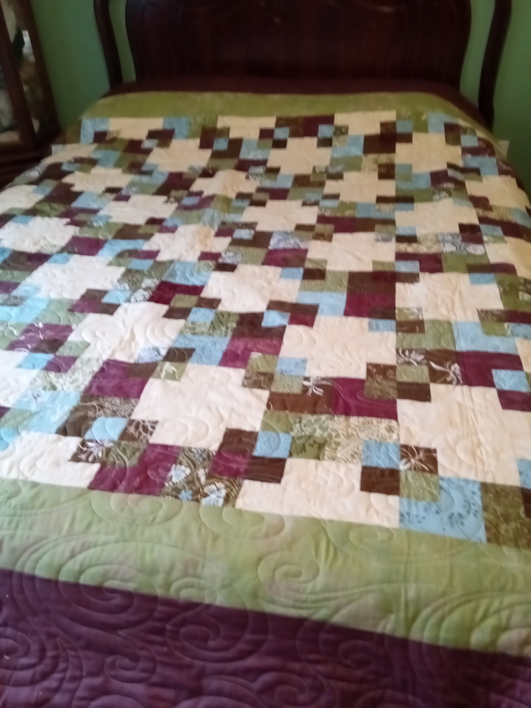Plum Squares Queen Quilt - Etsy