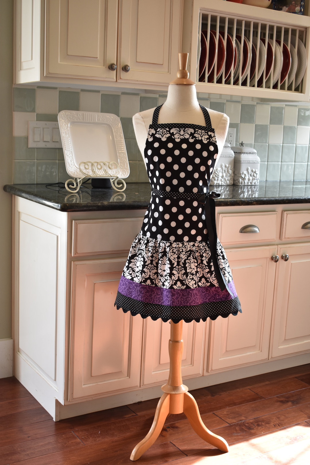 Purple Damask Retro Apron - Cute Apron - Bridal Gift - Birthday Gift ...