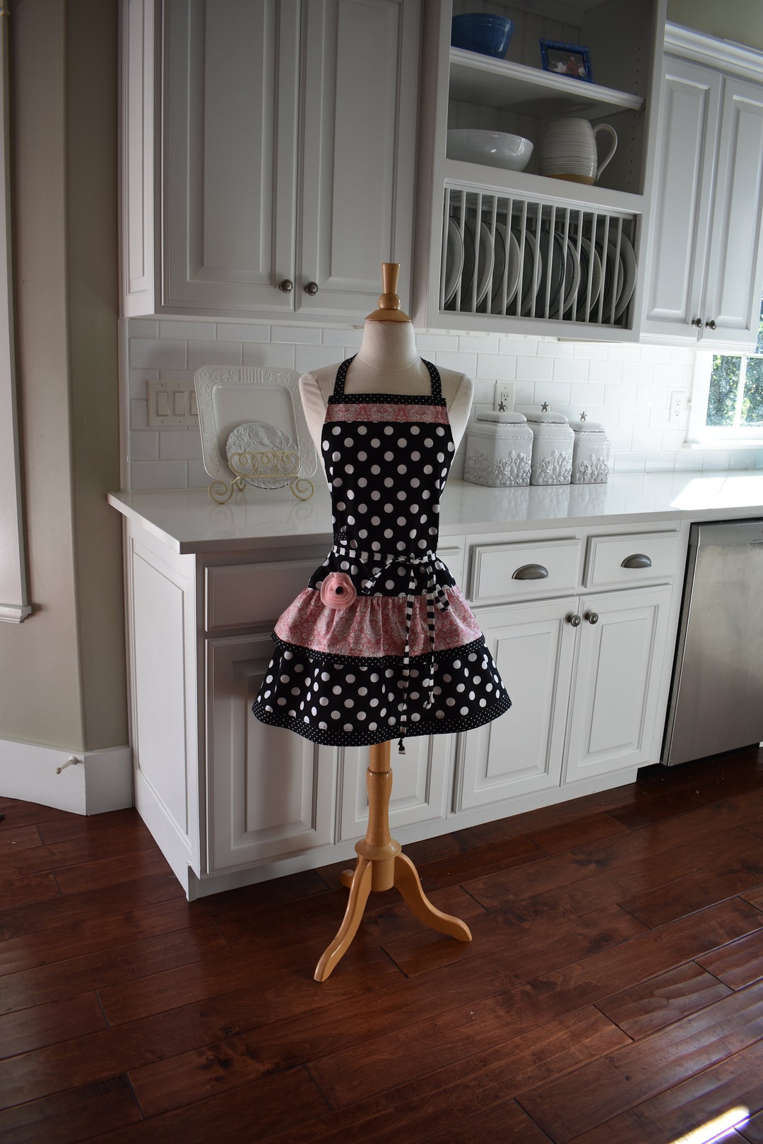 Darling PINK Damask Retro Apron - Cute Kitchen Apron - Personalized ...