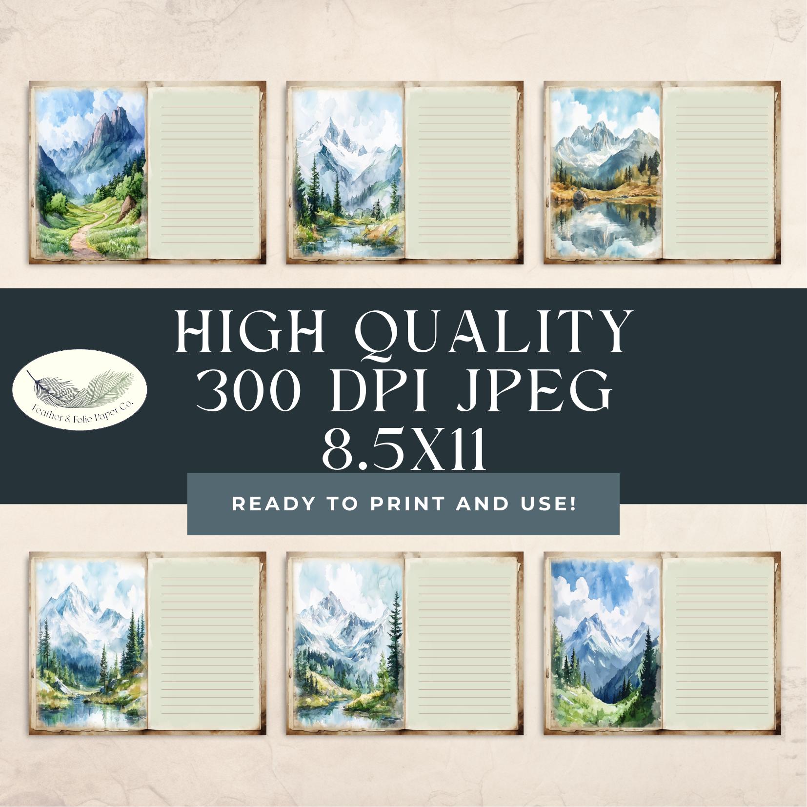 Watercolor Mountain Journey Junk Journal Pages - Digital Scrapbook ...