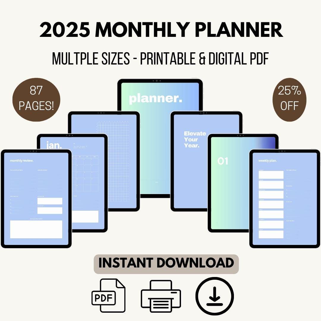Modern 2025 Planner Daily & Weekly Organizer, Minimalist Design, Goal ...