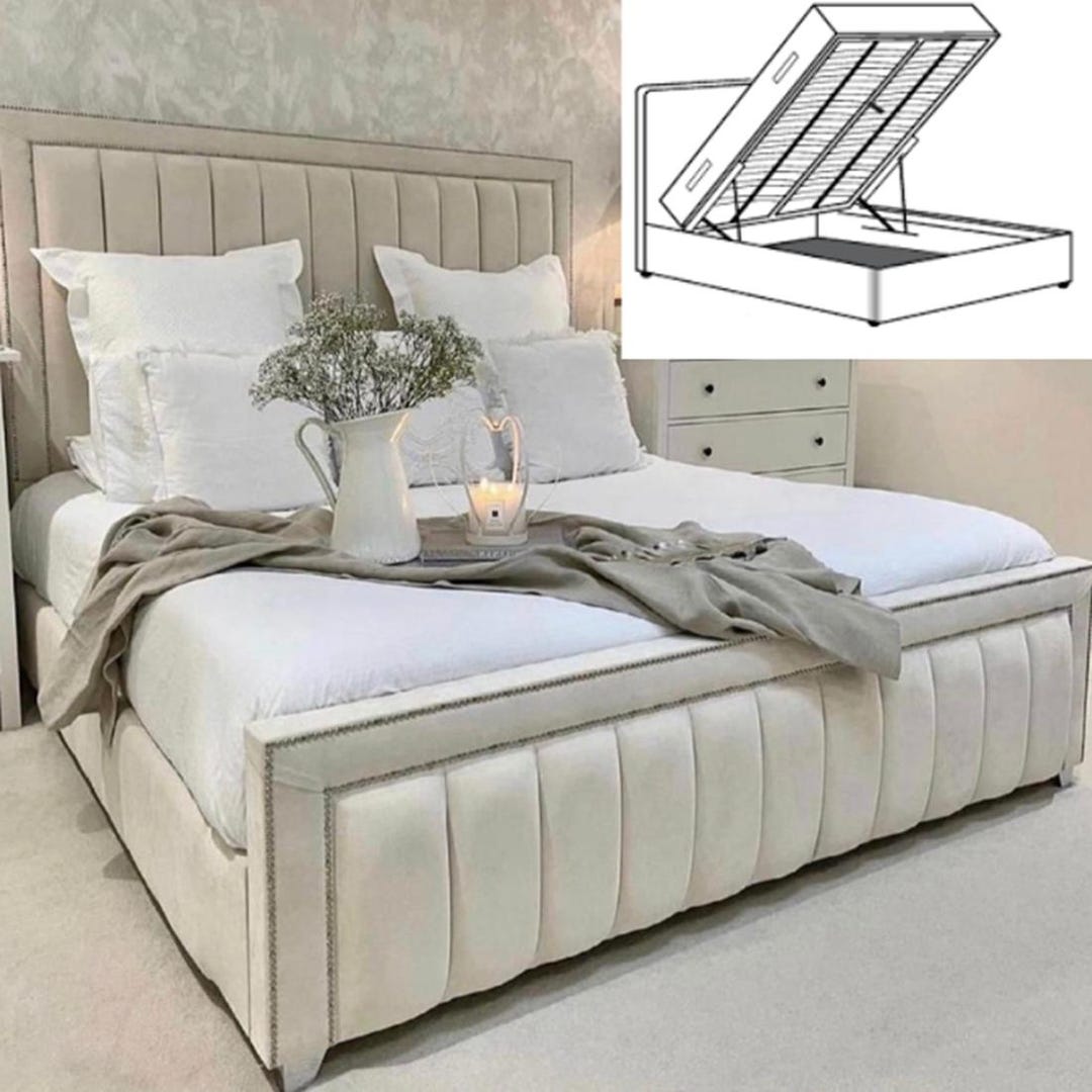 Lucio Beaded Luxury Bed - Single, Small Double, Double, King, Super ...
