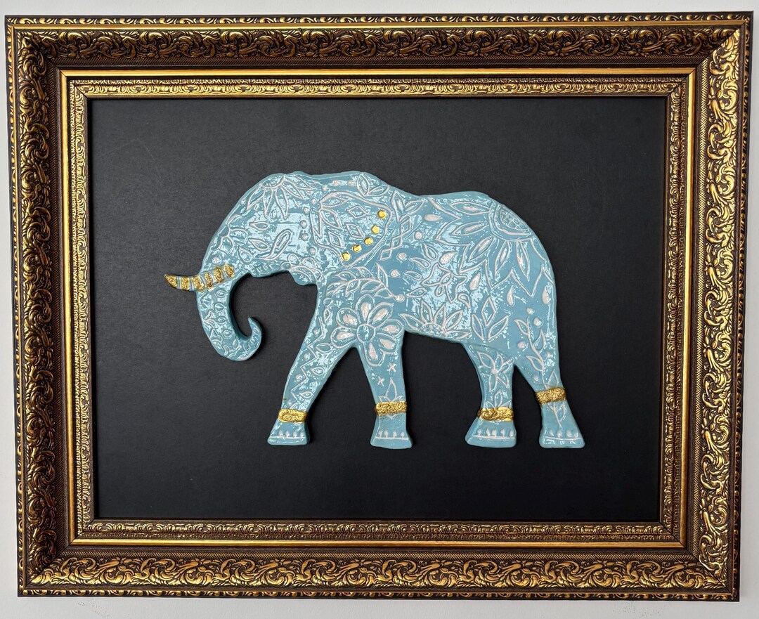 Lucky Ceramic Blue Elephant Wall Panel That Brings Luck and Happiness ...