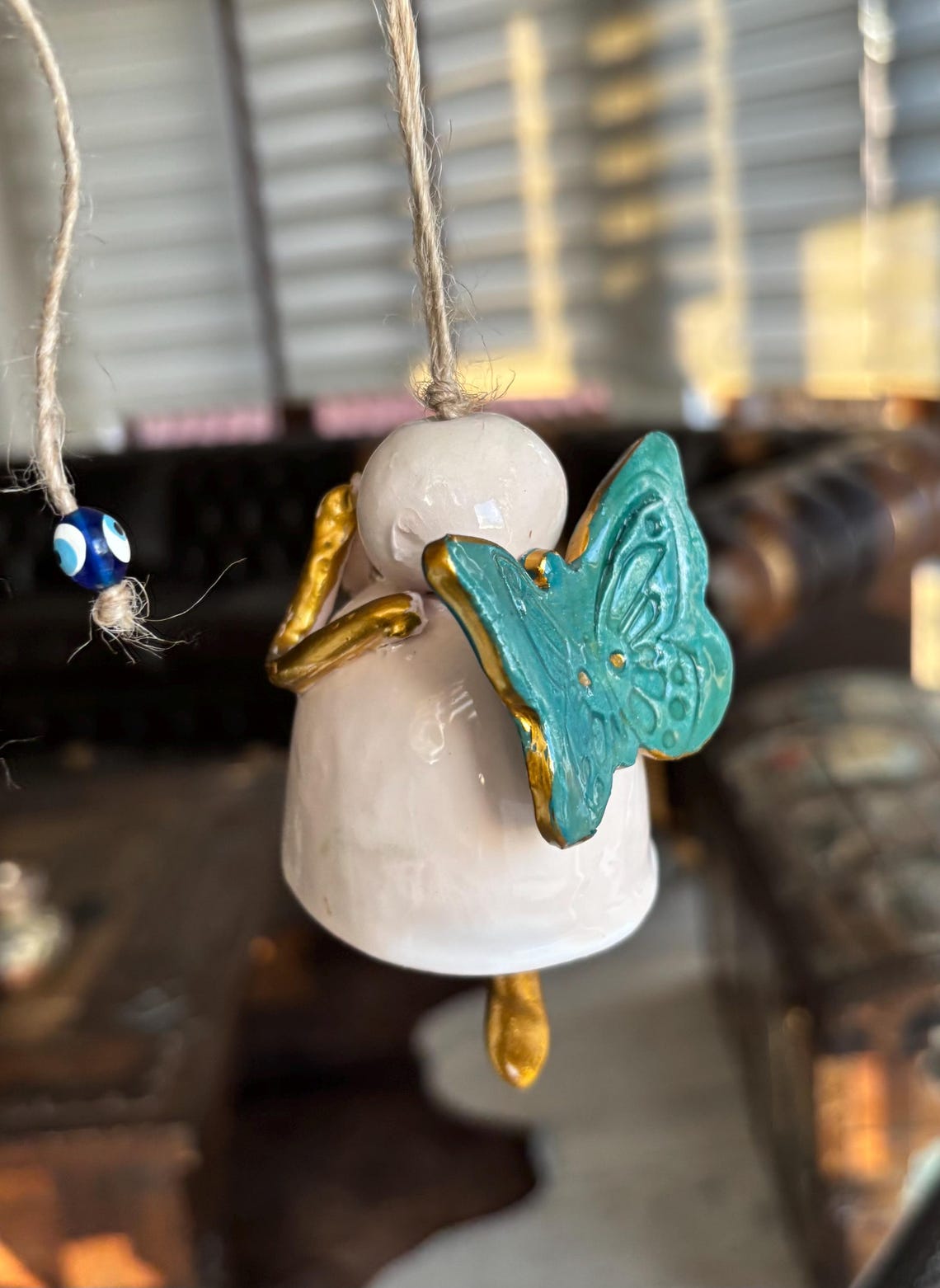 Handmade Ceramic Angel Wind Chime: Butterfly Bell Chimes (set of 2) - Etsy