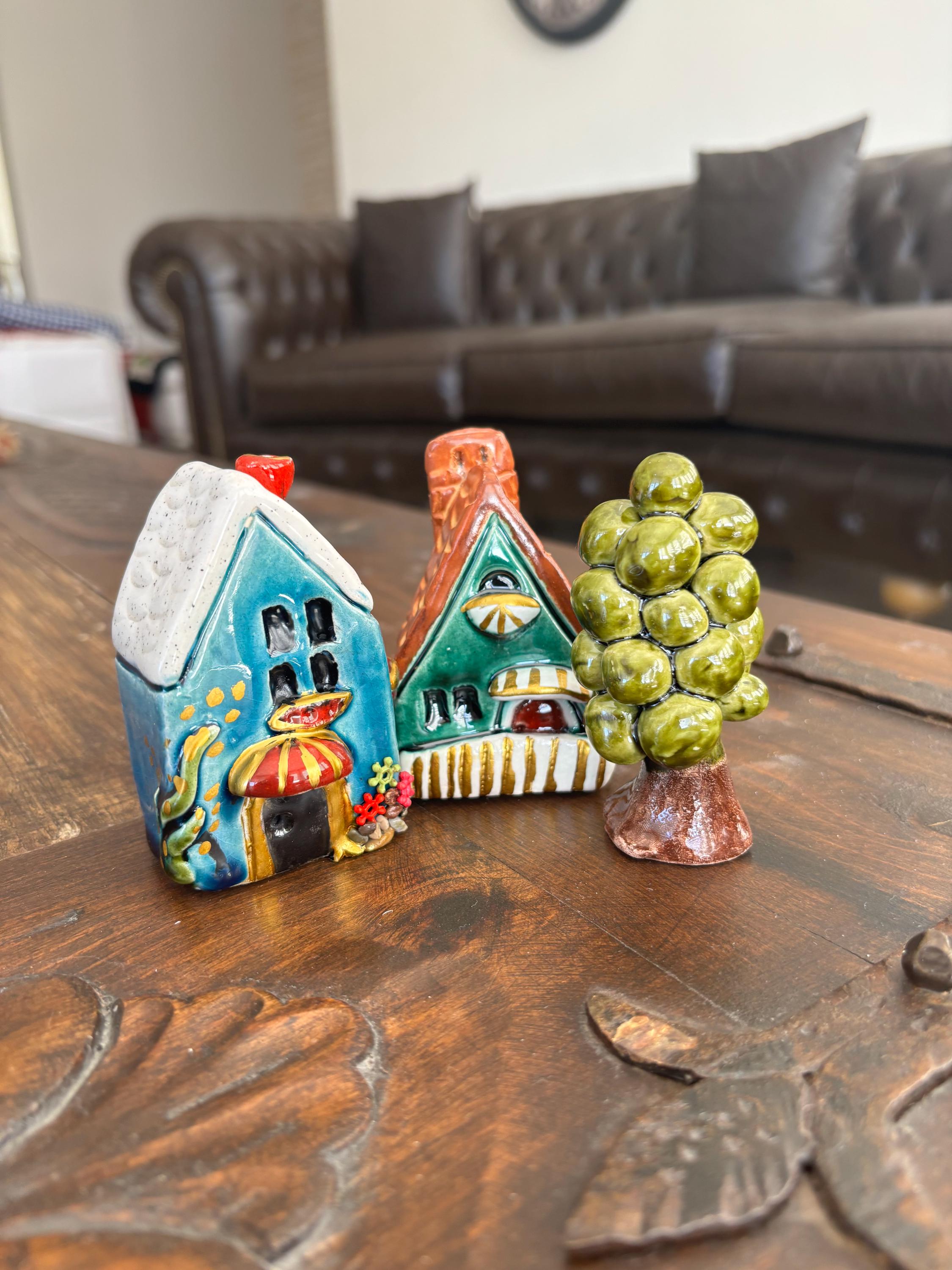 Handmade Ceramic Miniature House Set: Tiny Town Decor - Etsy