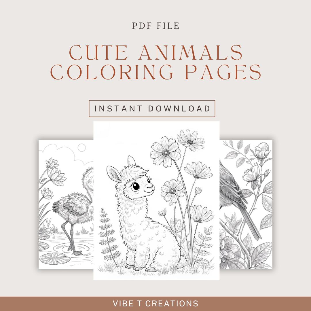 50 Cute Baby Animal Coloring Book Cute Animal Coloring Pages Coloring ...