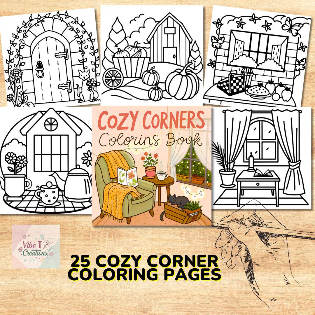 Cozy Corner Coloring Book: 25 Bold and Easy Pages (digital Download) - Etsy
