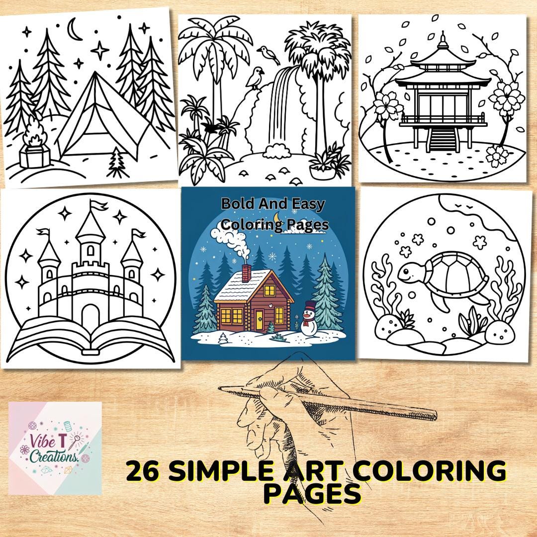 Simple Art Coloring Book: Bold Easy Designs for Adults & Teens (digital ...