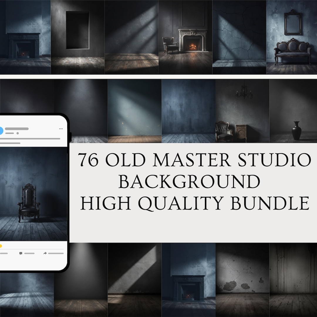 76 Old Master Studio Background Black Digital Backdrops Overlays for ...