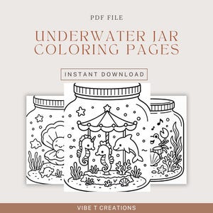 Underwater Jar Coloring Book: 25 Kawaii Sea Life Pages (PDF) - Etsy