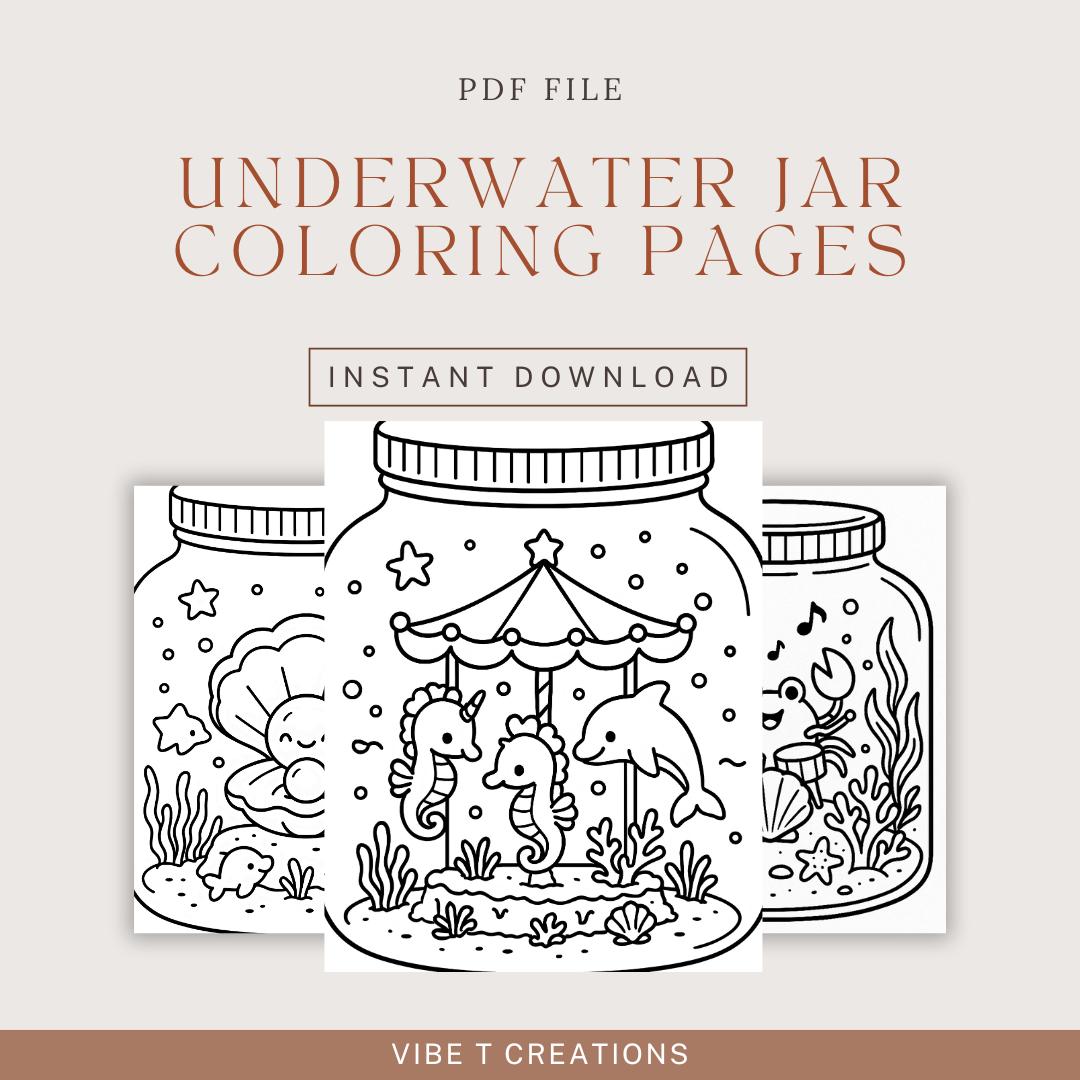 Underwater Jar Coloring Book: 25 Kawaii Sea Life Pages (PDF) - Etsy