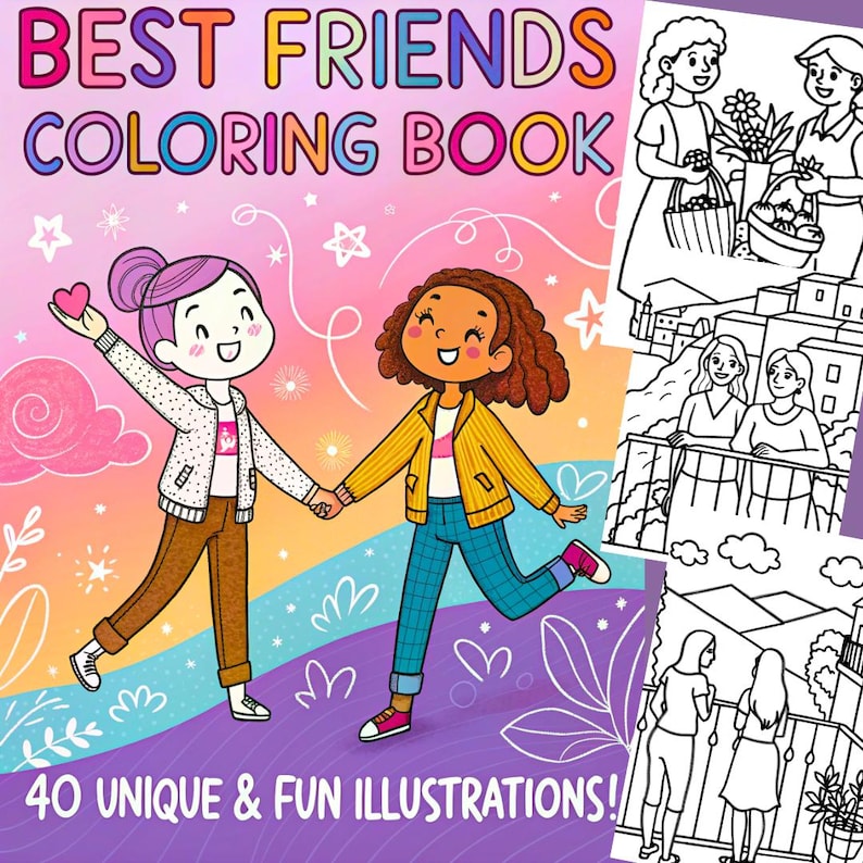 Best Friends: Coloring Book Featuring Girls in Cozy Moments |bold and ...