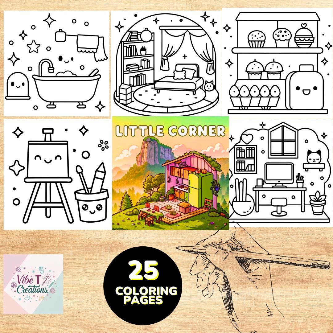Cute & Comfy Little Corner Coloring Book for Kids Cute Comfy Coloring ...