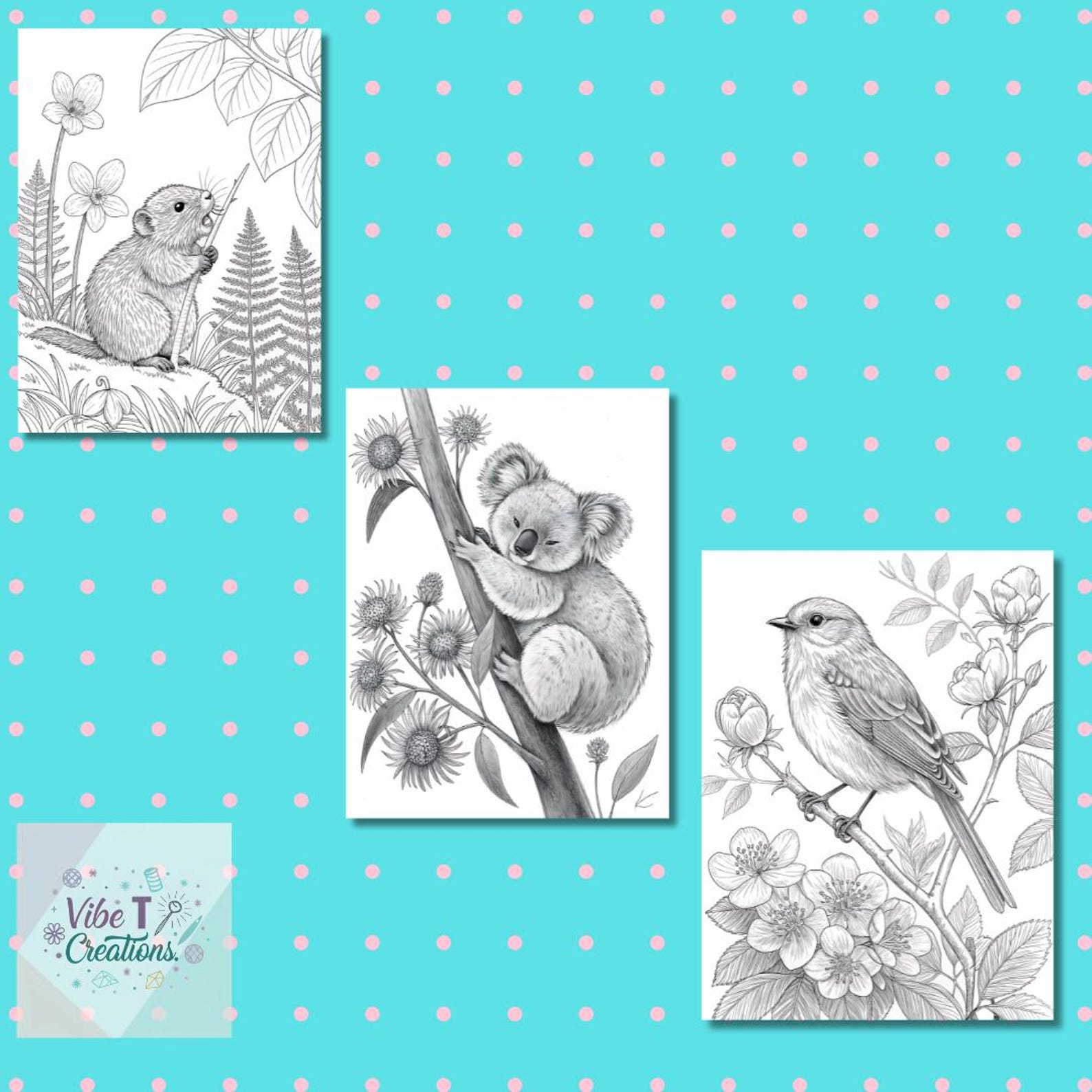 50 Cute Baby Animal Coloring Book Cute Animal Coloring Pages Coloring ...