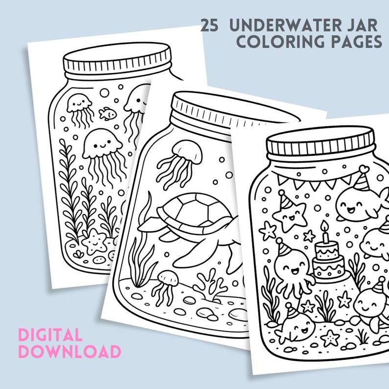 Bold and Easy Coloring Book, Underwater Jar Coloring Pages, Under the ...