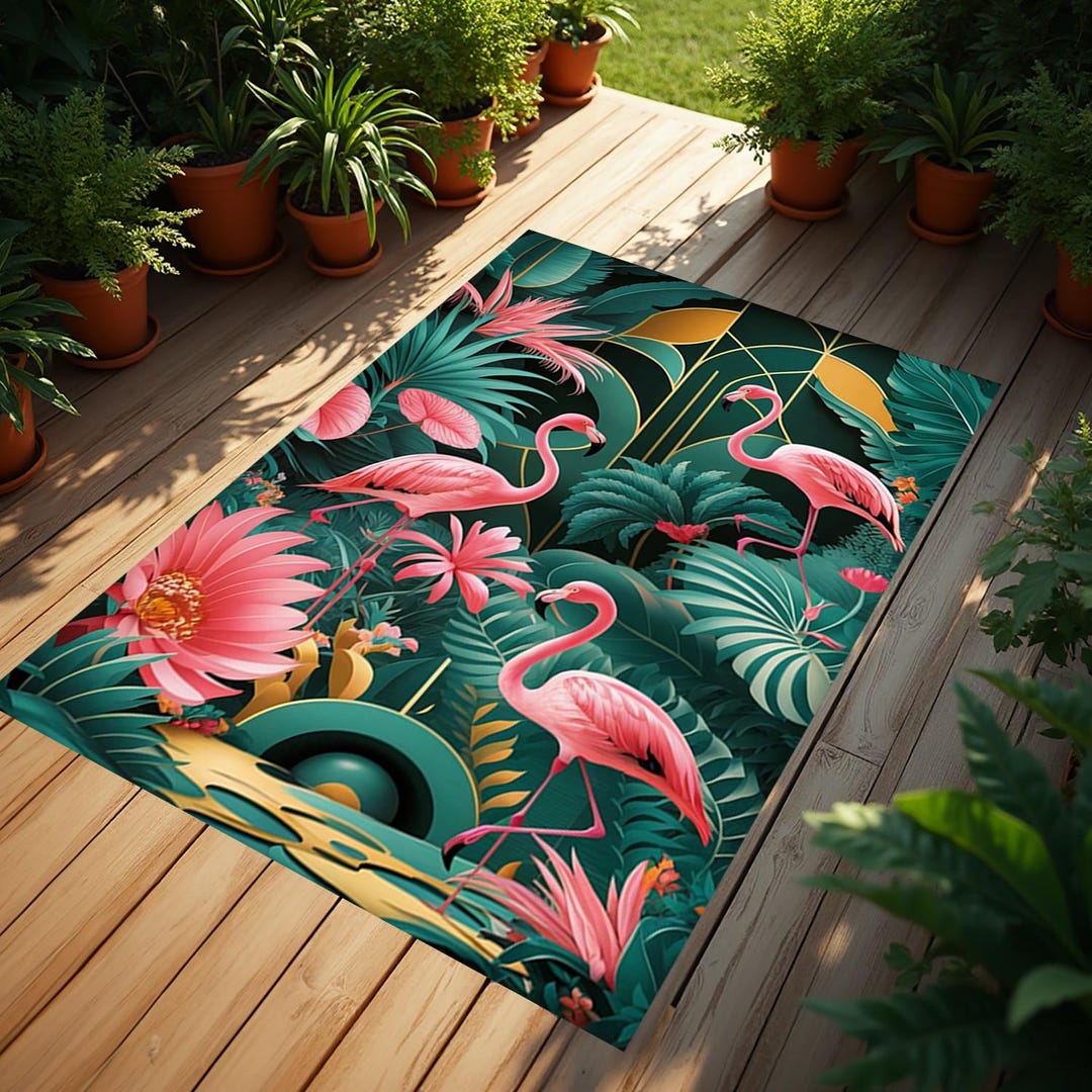 Flamingo Pattern,flowers Rug,outdoor Rug,garden Rug,doormat,outdoor ...