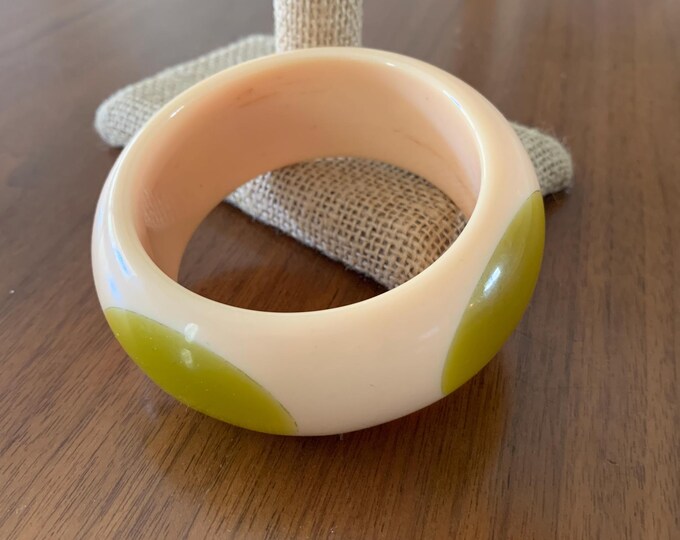 Vintage Bakelite Bangle Bracelet Cream With 4 Large Translucent ...