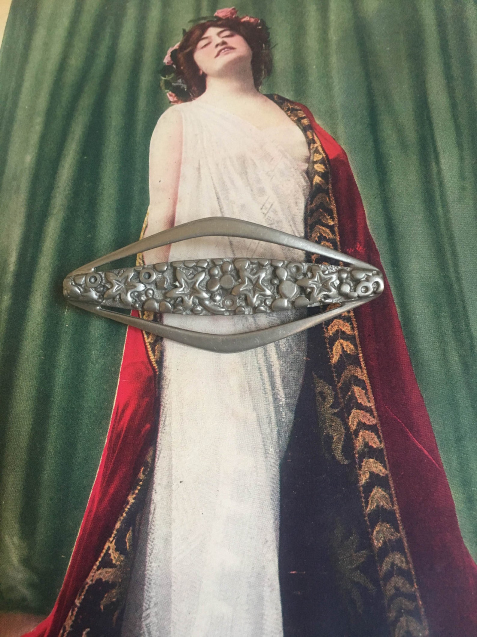 Midcentury Ceard Brooch Scotland Marsh Violet Pattern Pewter Arts ...